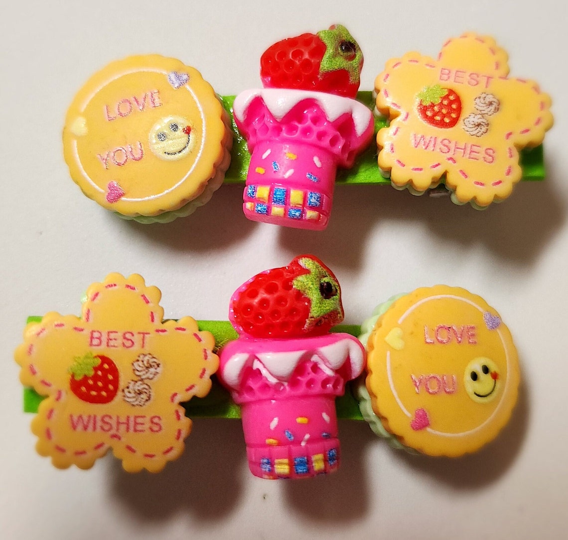 Kawaii Cookies, Candy, Strawberry Pie Alligator Kawaii Hairclips, Hair ...