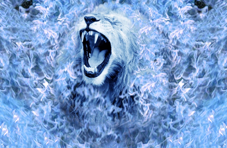Roaring Lion With Blue Fire Worship Flag - Etsy Canada