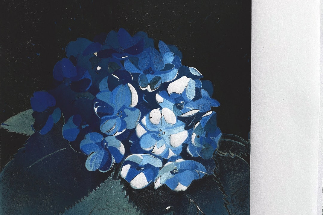 Hydrangea. Reduction Print. - Etsy