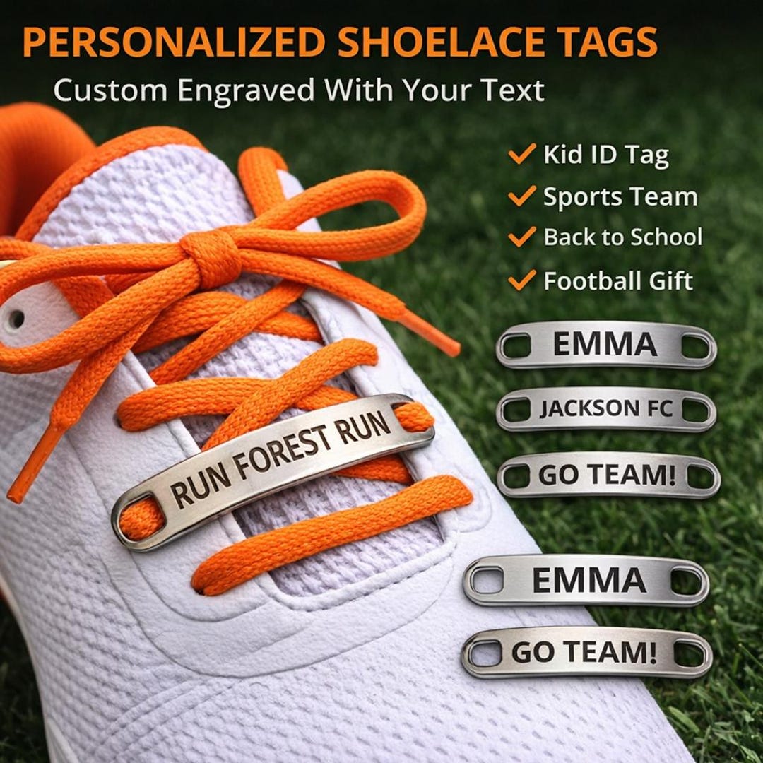 Personalized Shoelace Tags, Custom Shoe Name Plate, Engraved Lace Charm ...