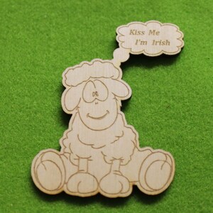 Custom Sheep Fridge Magnetet Wooden " Kiss Me I'm Irish " Ireland Laser ...
