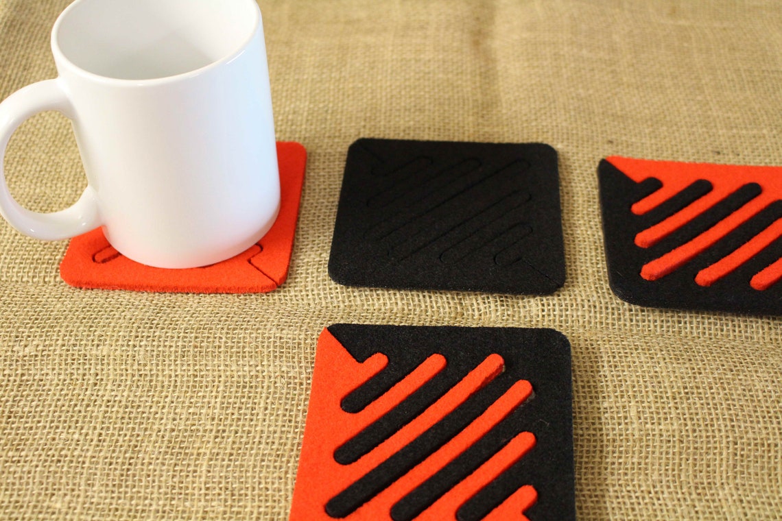 Smart Felt Coaster Square Shape Set of 8 Pieces 4 full square | Etsy