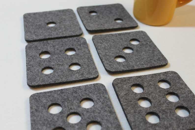 Felt Coaster Square Dice Designs Set of 6 Felt 4 mm | Etsy