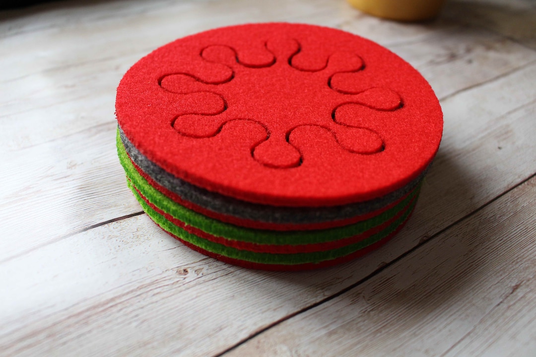 Clever Felt Coaster Circle Shape Set of 8 Pieces (4 Full Circle Costers ...