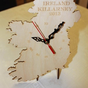 Custom Unique Bespoke Ireland Shape Clock Irish Map Wooden Irish Gift I ...
