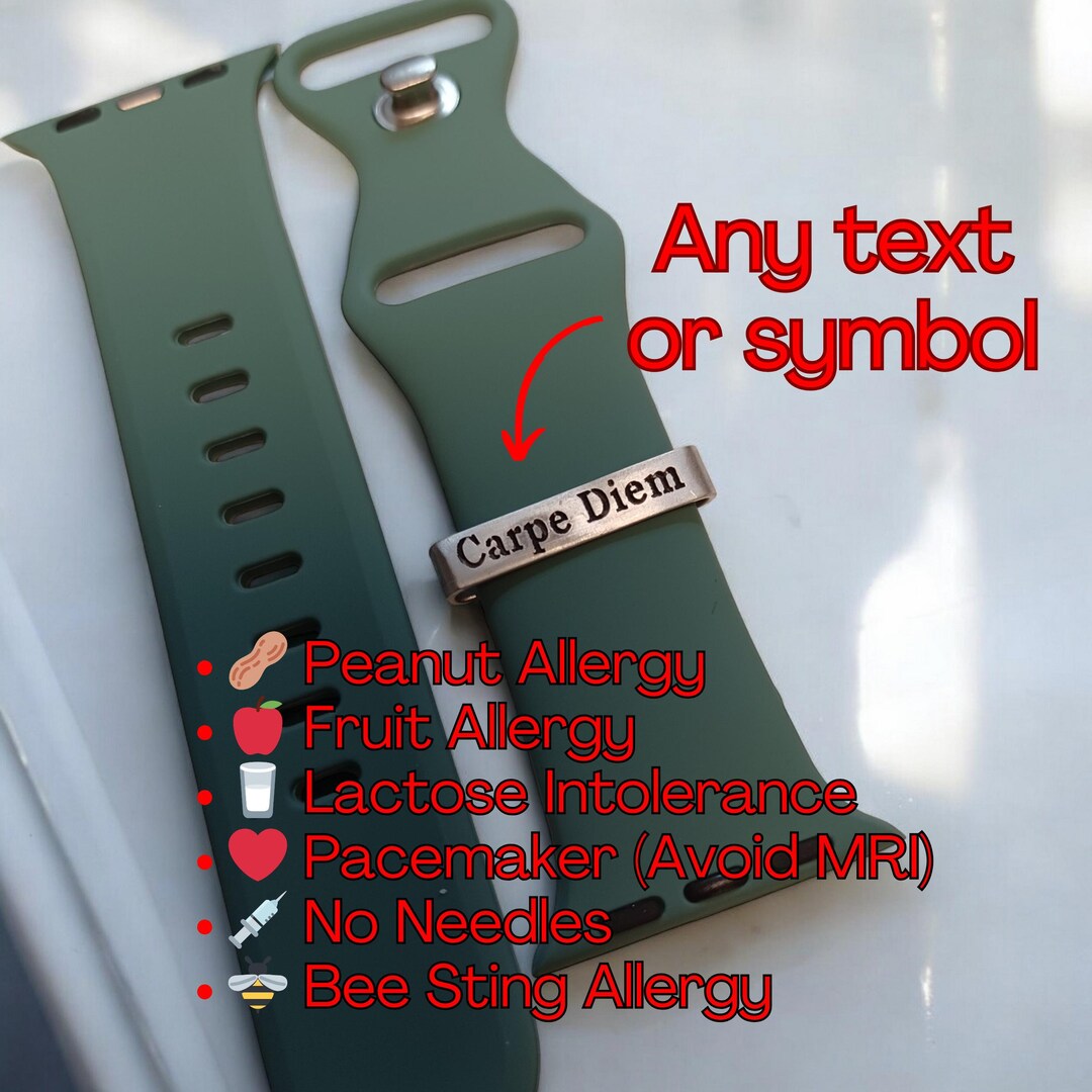 Personalized Medical Alert Smart Watch Charm Custom Watch Band Charm ...