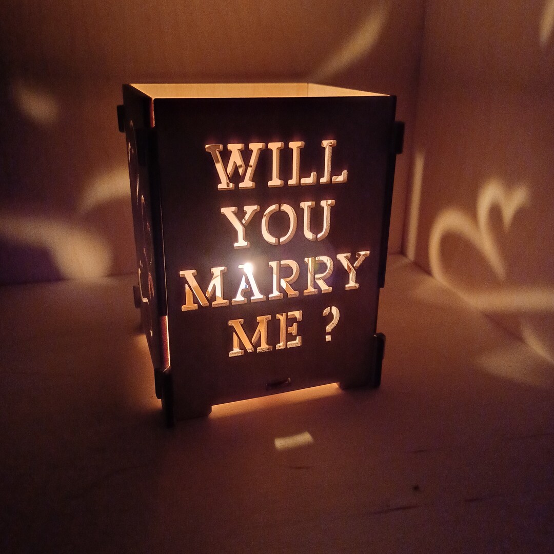 Wooden Box Light Will You Marry Me Proposal Wedding Message Box Gift ...