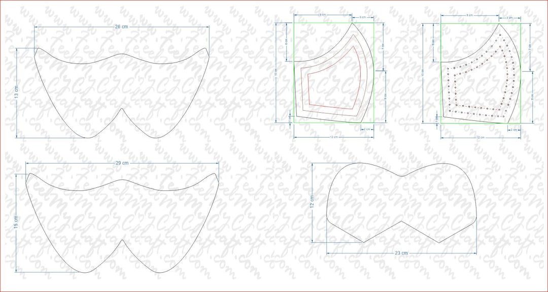 Face Mask Pattern Template 3 Type of Style Shape Pdf Svg Dxf - Etsy