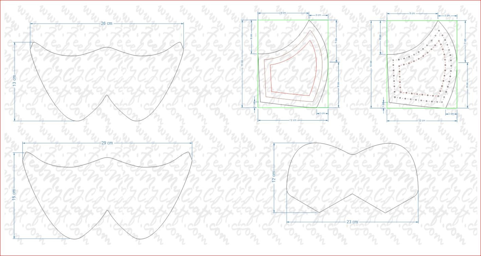 Face Mask Pattern Template 3 Type of Style Shape Pdf Svg Dxf - Etsy
