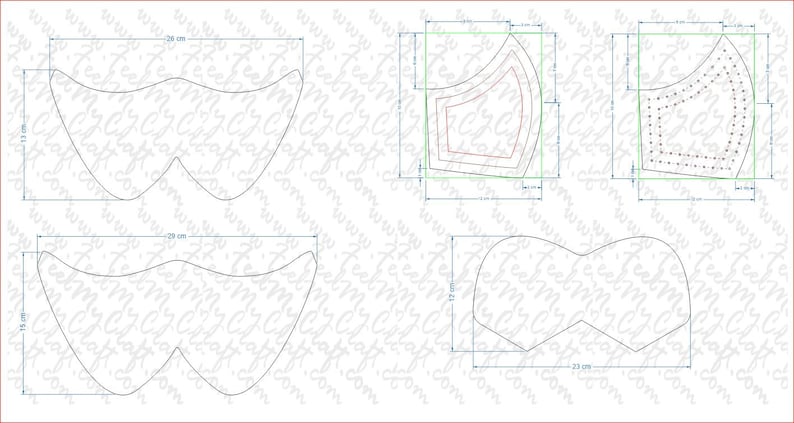 Face Mask Pattern Template 3 Type of Style Shape Pdf Svg Dxf - Etsy