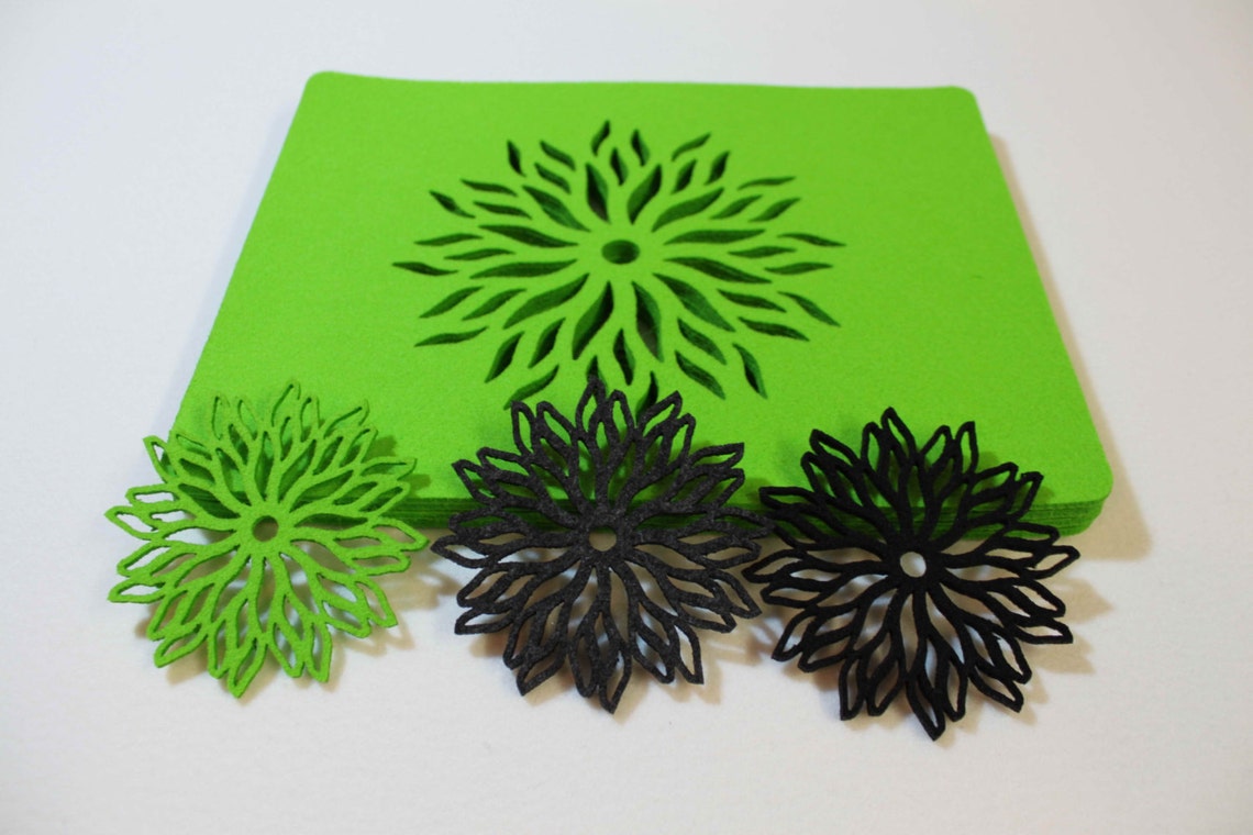 Placemats and Coaster Flames Aster Flower Felt Table Mats Set - Etsy