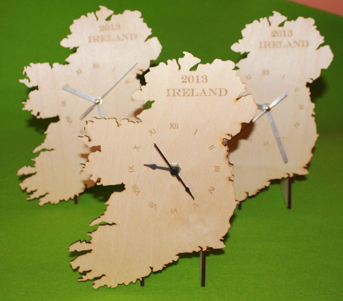 Custom Unique Bespoke Ireland Shape Clock Irish Map Wooden Irish Gift I ...