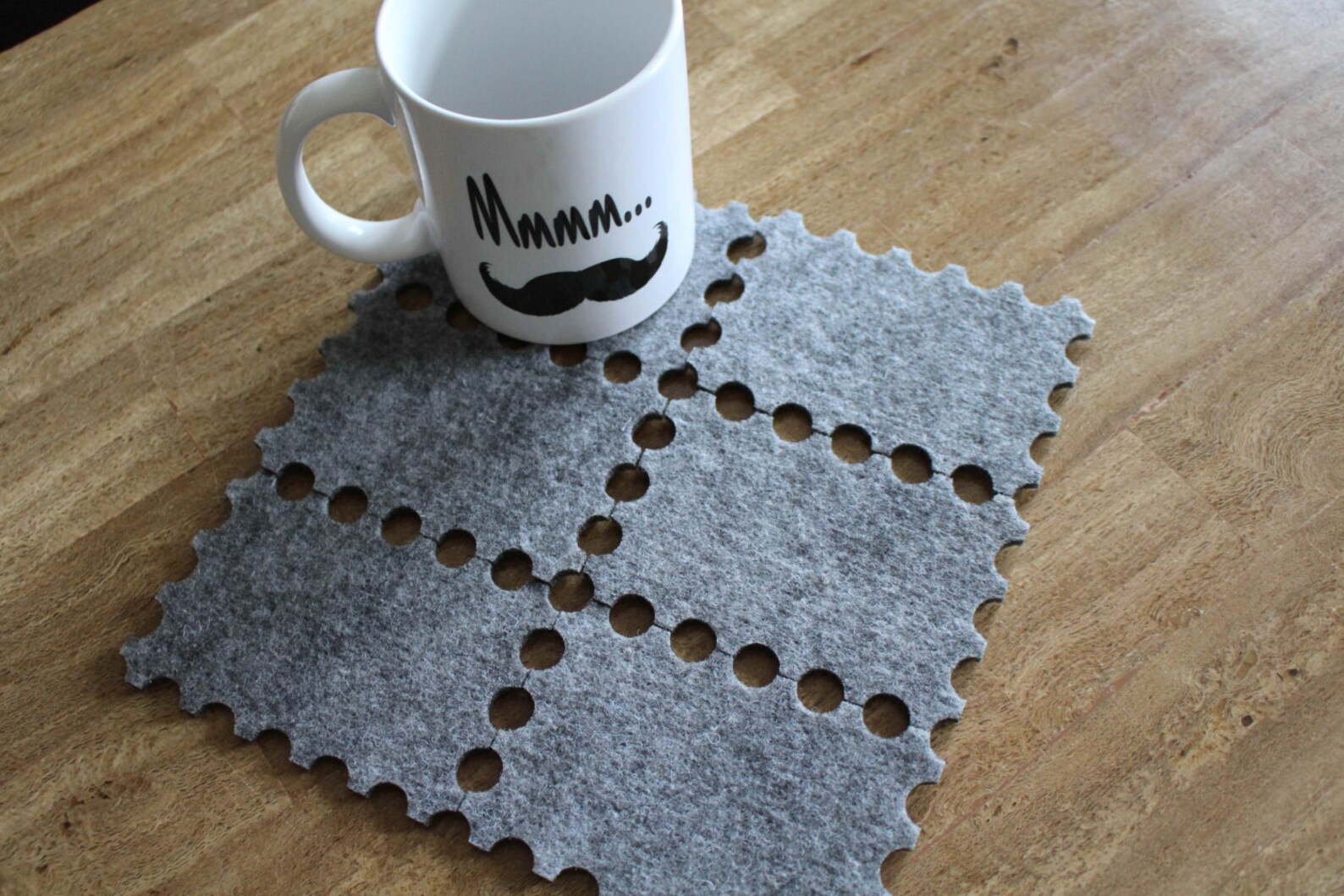 New Shape Grey Felt Coaster Stamp Shape Set of 6 | Etsy