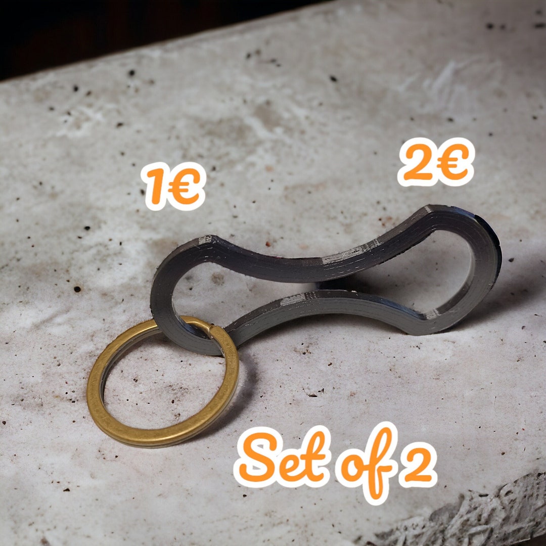 Shopping Trolley Token Coin Removable Key 1 and 2 Euro Smart Shape ...