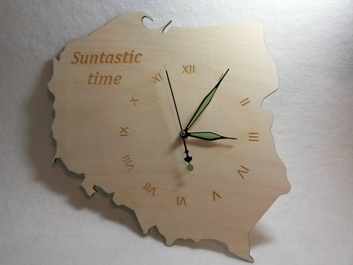 Unique Shape Bespoke Poland Country Clock Polish Map Wooden County ...