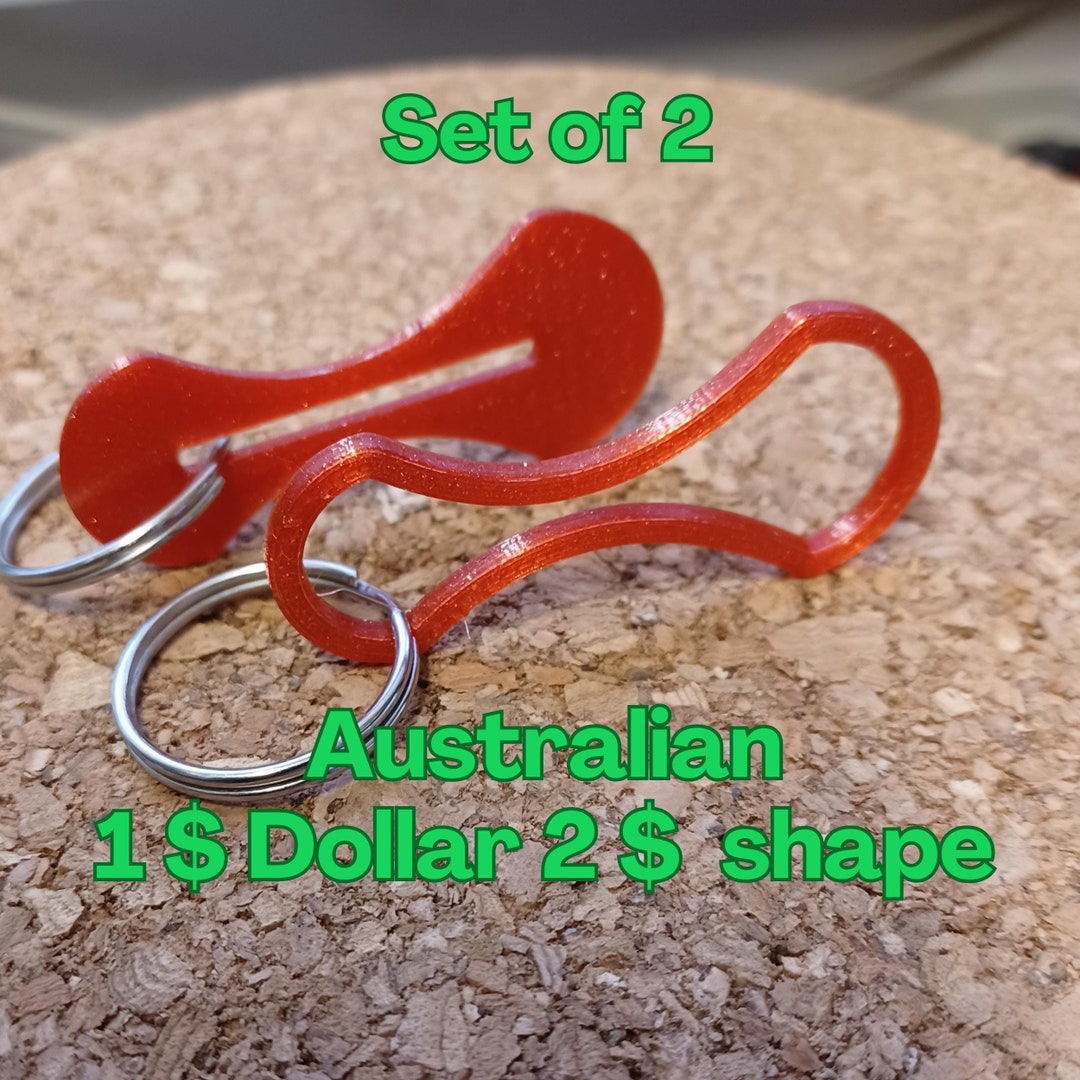 Australian Shopping Trolley Token Coin Removable Key 1 and 2 Dollar ...