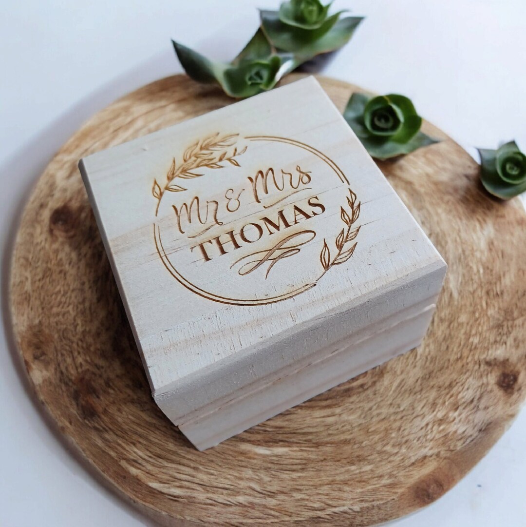 Custom Wooden Wedding Ceremony Ring Box Personalized Engraved ...