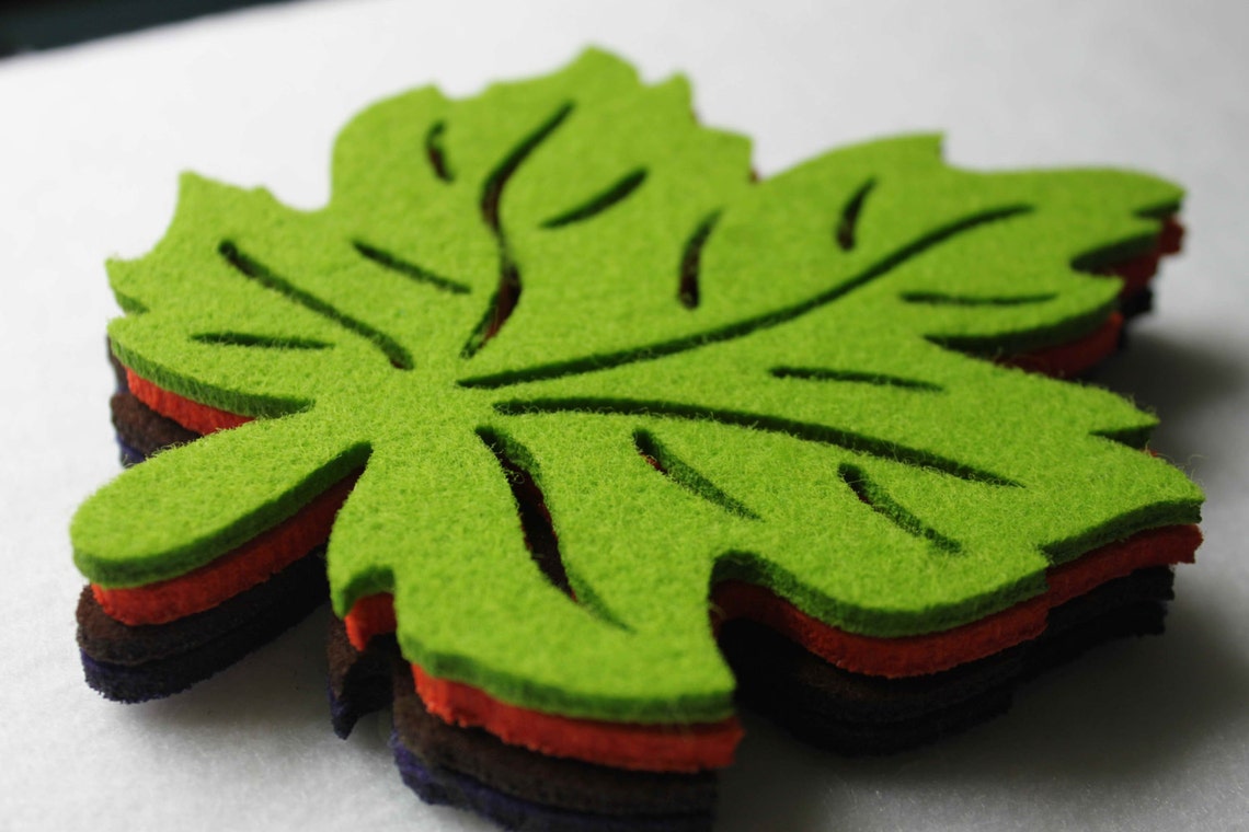 Leaves Felt Coaster Autumn Shape Set of 6 - Etsy
