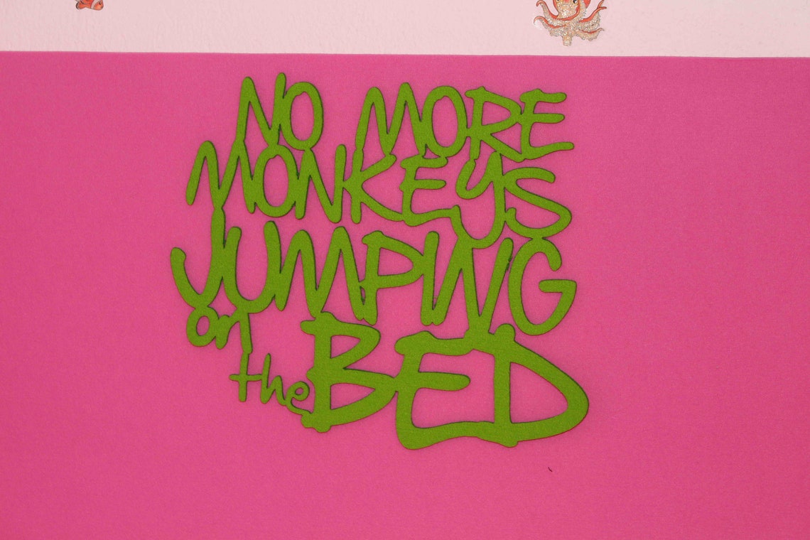 No More Monkeys Jumping on the Bed Multi Colour Felt Wall Sign - Etsy