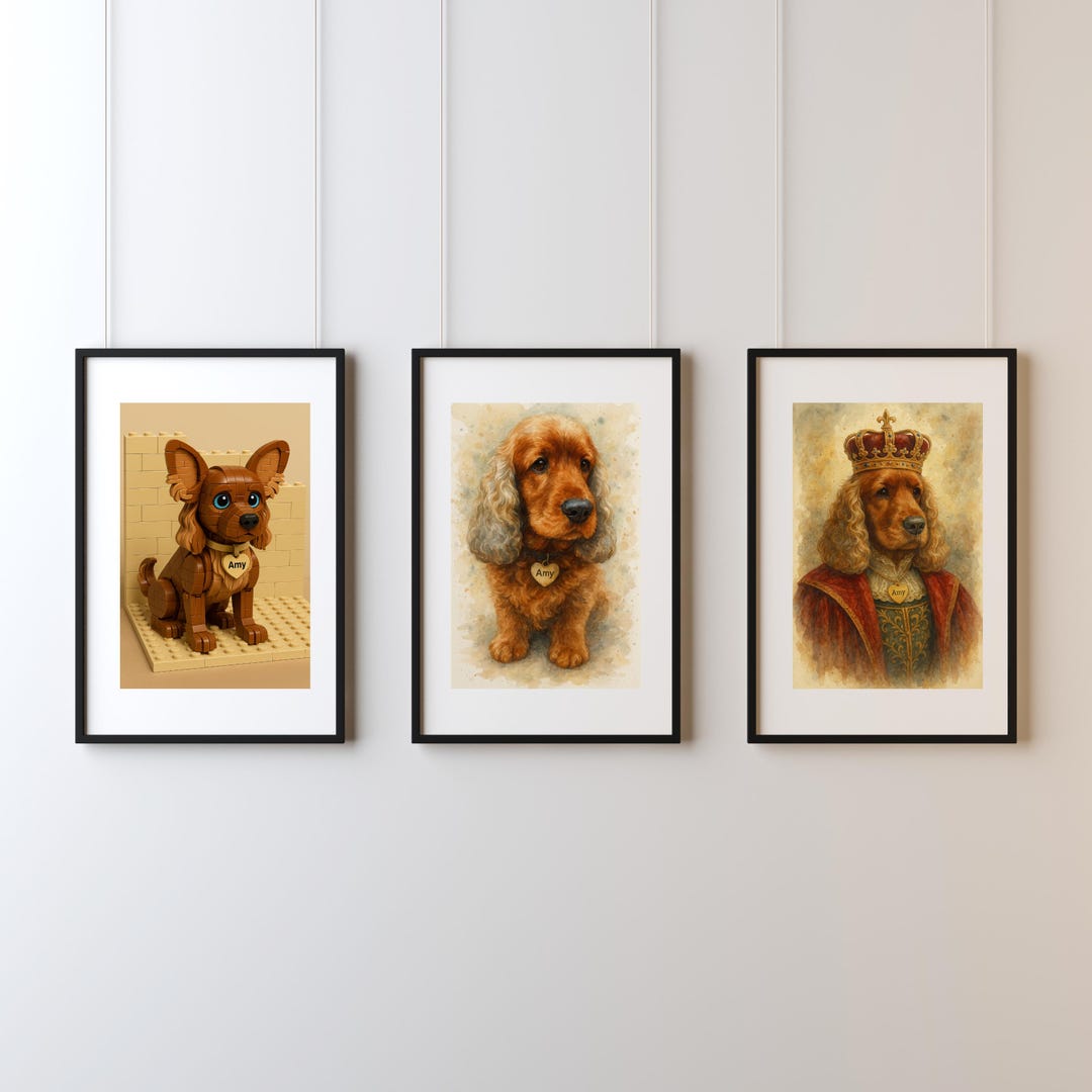 LEGO Watercolour Custom Pet Portrait – 3 Styles: , Royal – Pet Memorial ...