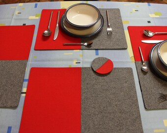 Placemats Simple Shape Rectangle Felt Table Mats Set of 2 | Etsy
