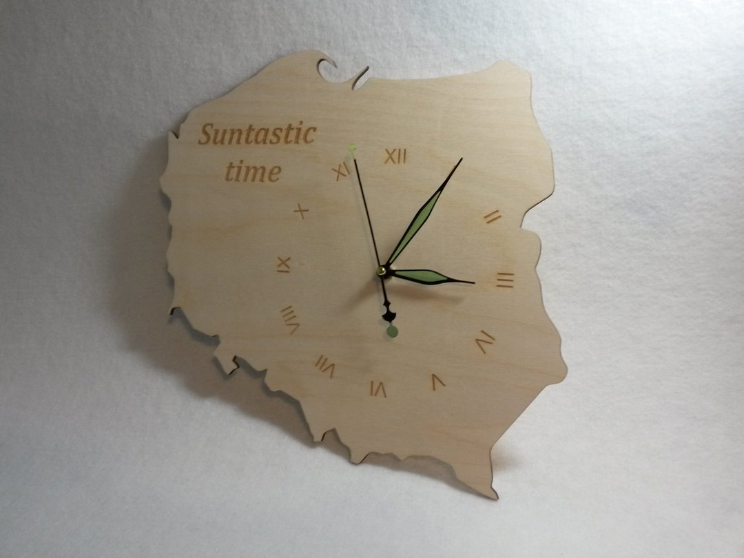 Unique Shape Bespoke Poland Country Clock Polish Map Wooden County ...