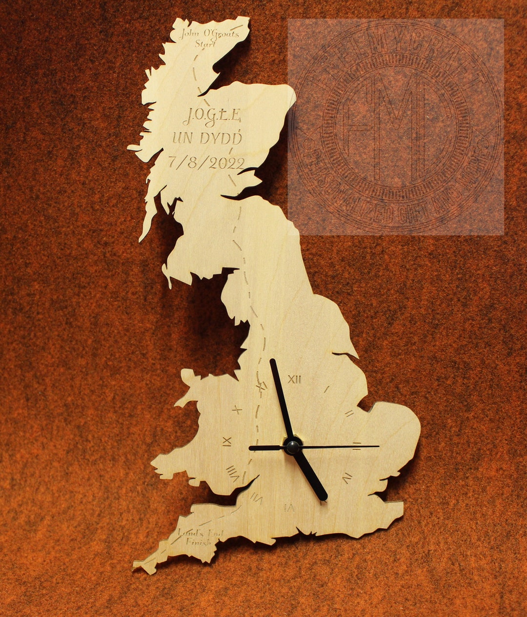 Unique Bespoke Great Britain County Shape Clock Wooden Map Country UK ...