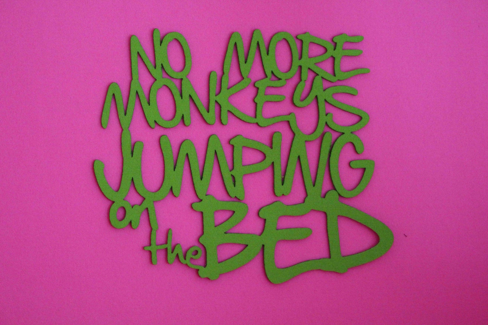 No More Monkeys Jumping on the Bed Multi Colour Felt Wall Sign - Etsy