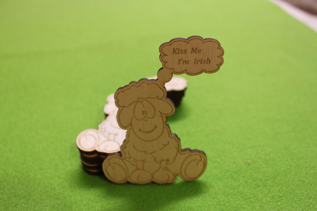 Custom Sheep Fridge Magnetet Wooden " Kiss Me I'm Irish " Ireland Laser ...