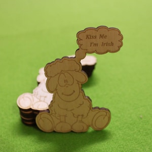 Custom Sheep Fridge Magnetet Wooden " Kiss Me I'm Irish " Ireland Laser ...