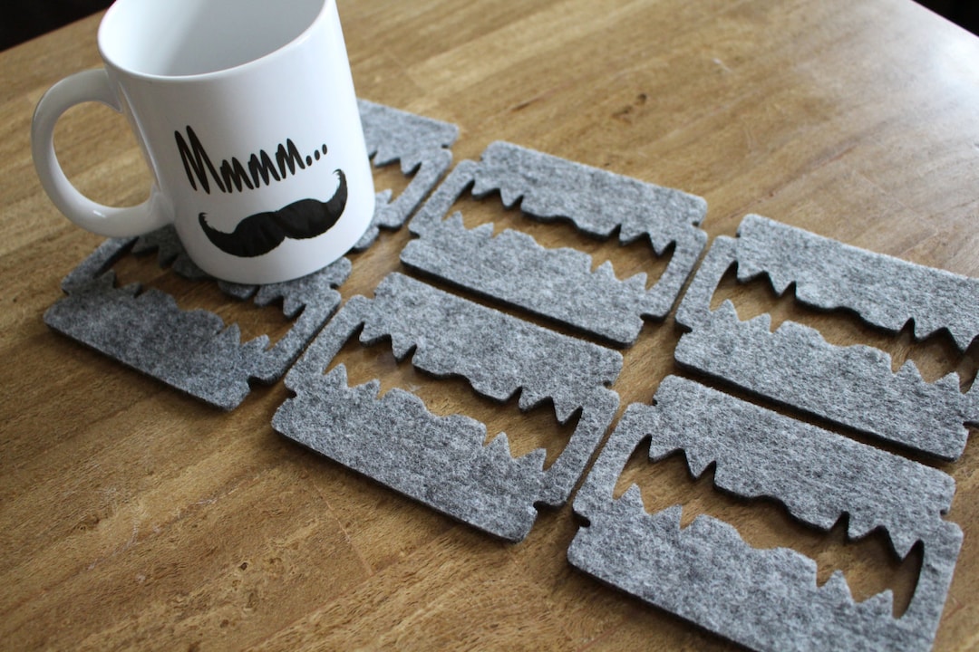 New Shape Grey Felt Coaster Razor Blade Shape Set of 6 - Etsy