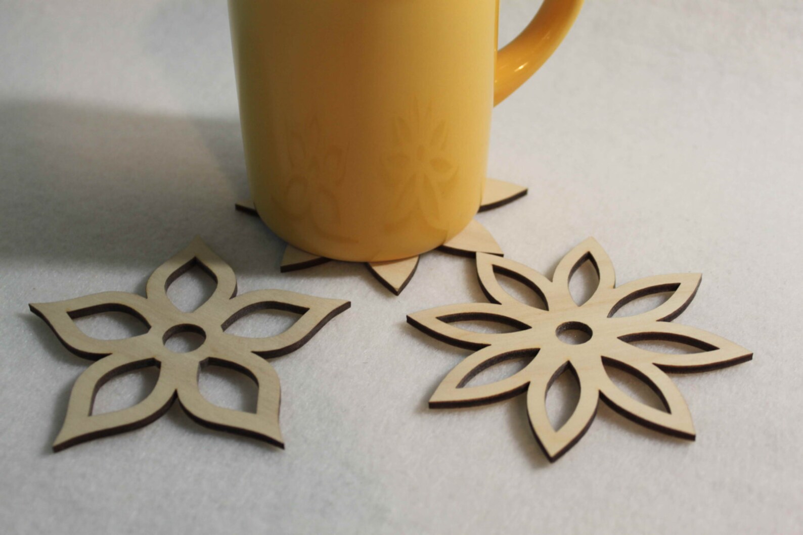 Wooden Coasters Home Decor - Set of 4 Flowers Shape - Etsy