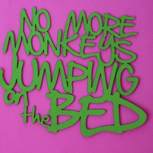 No More Monkeys Jumping on the Bed Multi Colour Felt Wall Sign - Etsy