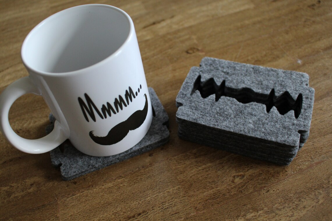 New Shape Grey Felt Coaster Razor Blade Shape Set of 6 - Etsy Ireland