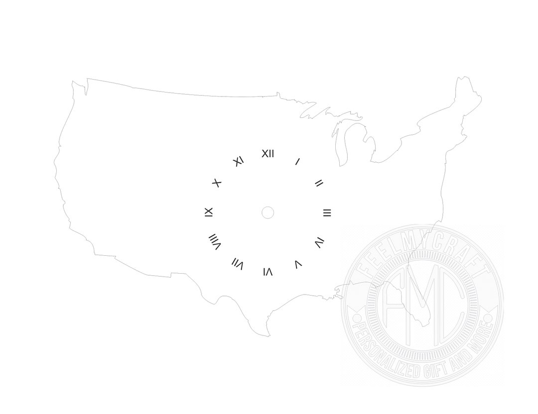 Usa Clock .dxf Format. - LASER CNC Router, Water-jet Cut File - Vector ...