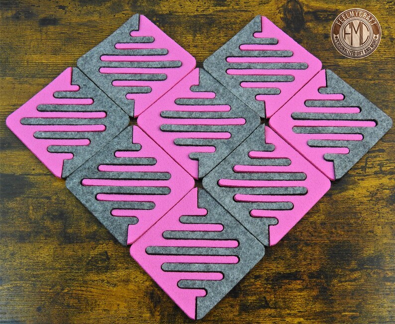 Smart Felt Coaster Square Shape Set of 8 Pieces (4 Full Square Costers ...