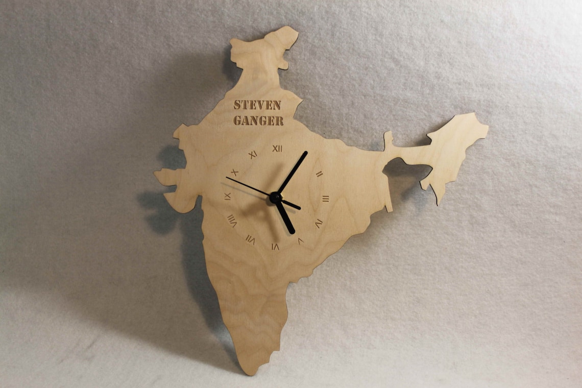 Custom Unique Bespoke India Shape Clock India Map Wooden | Etsy