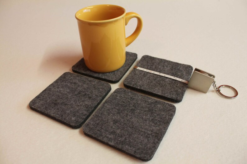Felt Coaster Simple Shape Circle or Quadrat Set of 4 NEW Thicker 5 Mm ...