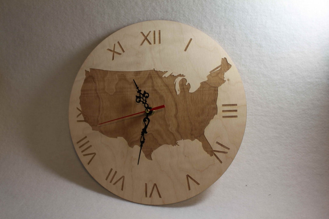 Unigue Shape Bespoke USA Shape Clock USA Map Wooden - Etsy