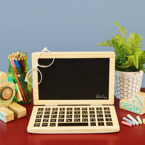 Childrens Wooden Laptop Blackboard Toy Chalkboard kids | Etsy