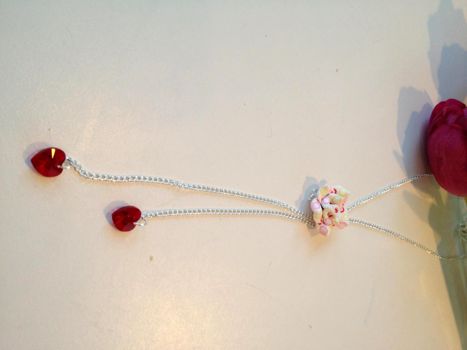 Flirty Flower and Dangle Hearts Necklace on a Silver Plated Chain - Etsy
