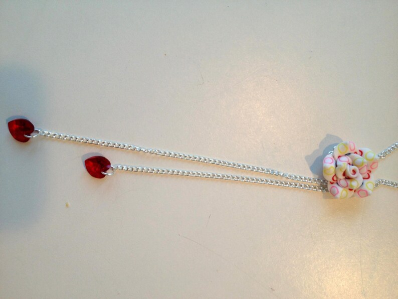 Flirty Flower and Dangle Hearts Necklace on a Silver Plated Chain - Etsy