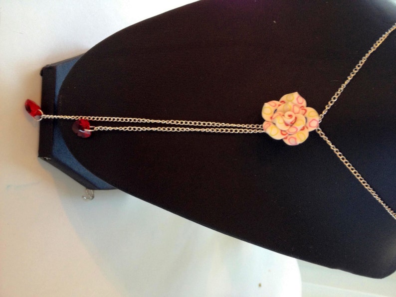 Flirty Flower and Dangle Hearts Necklace on a Silver Plated Chain - Etsy