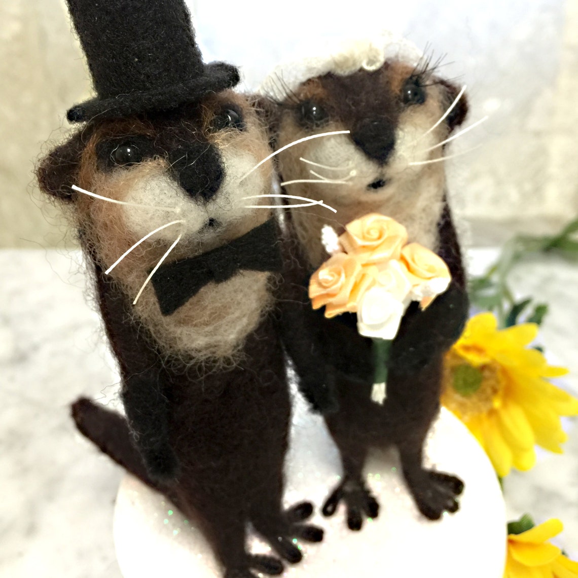 Needle Felted Otter Wedding Cake Topper - Etsy