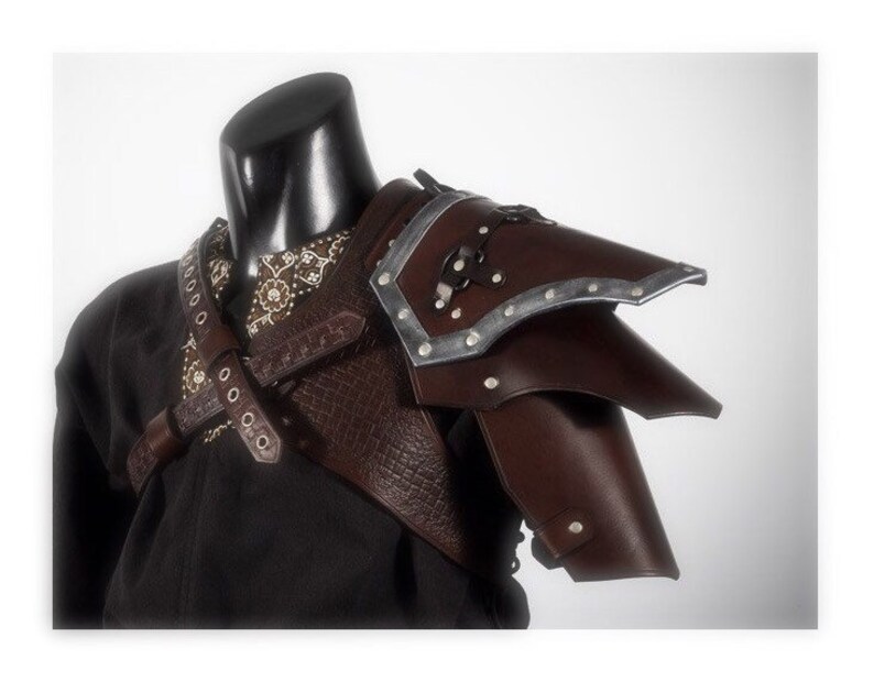 Leather armor leather pauldron viking viking Pauldron | Etsy