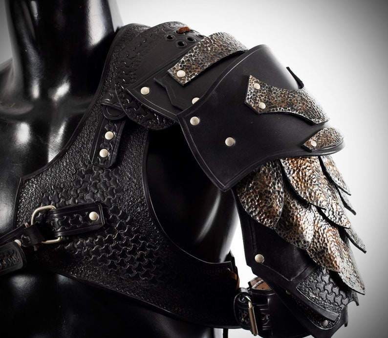 Viking Scaled Shoulder Pad Barbarian Pauldron Viking | Etsy