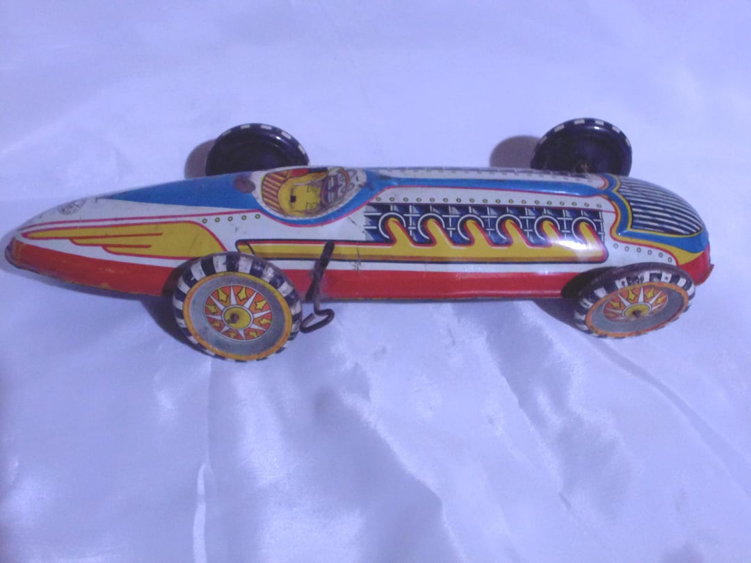 Vintage MARX Tin Lithograph Wind-up Boat Tail Indy Racing Car With Key ...