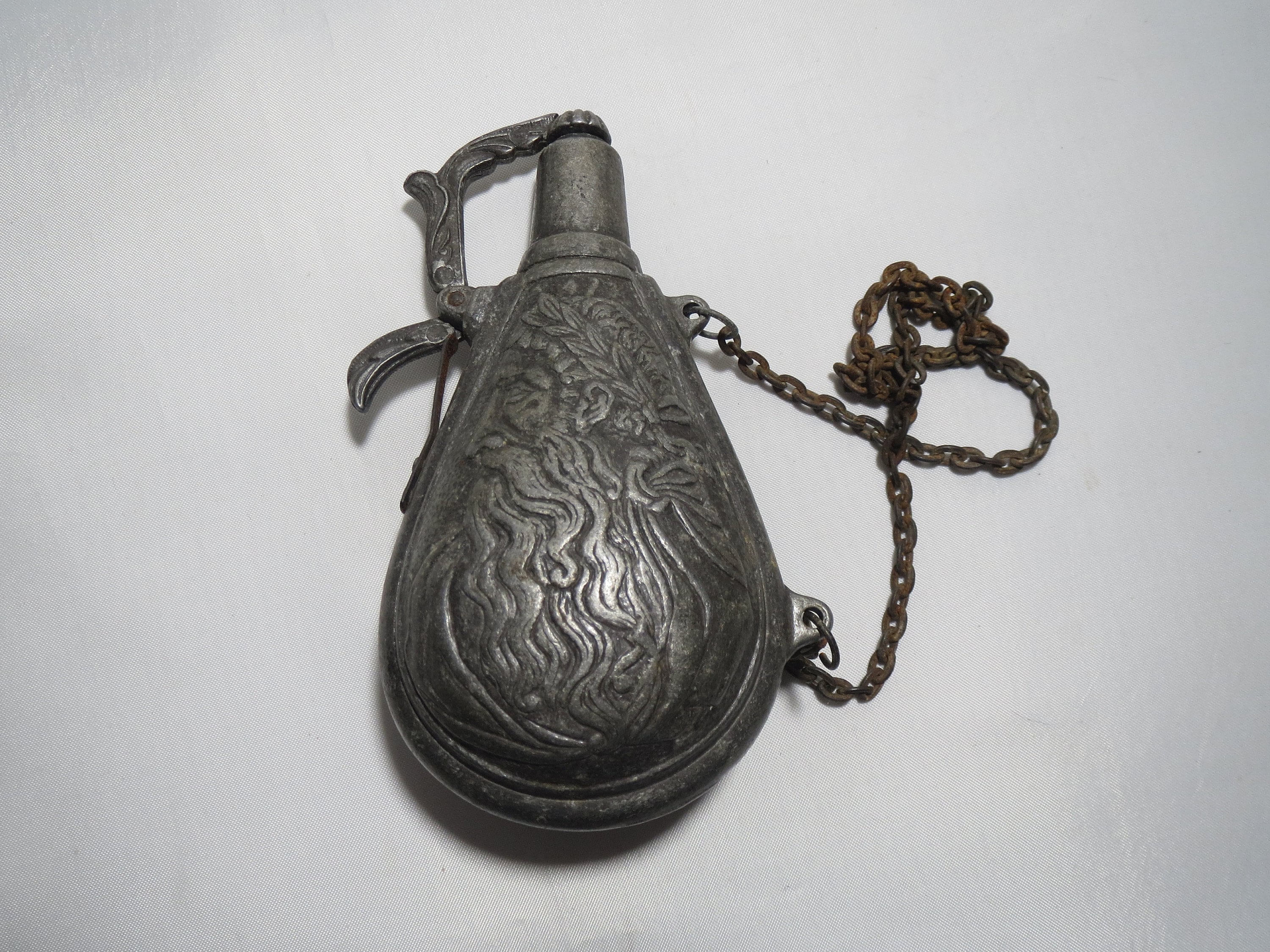 Vintage Art Noveau Pewter Renaissance Style Gunpowder Bottle Flask - Etsy