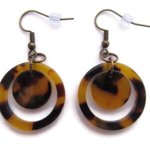 Tortoise Shell Dangle, Tortoise Hoop Earrings, Brown Earring, Brown ...