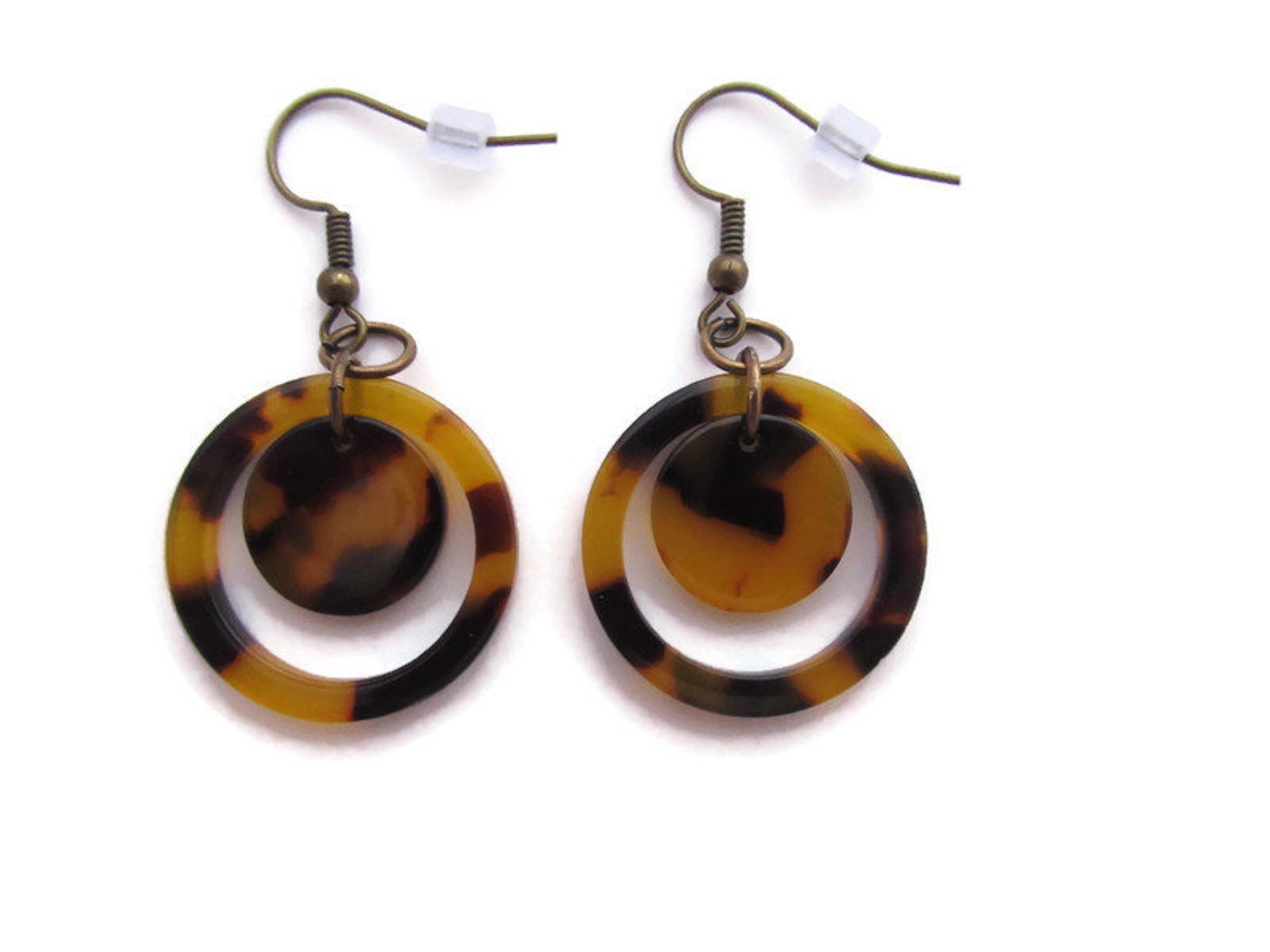 Tortoise Shell Dangle Tortoise Hoop Earrings Brown Earring | Etsy